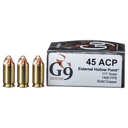G9 Defense .45 ACP 117GR External Hollow Point Ammo