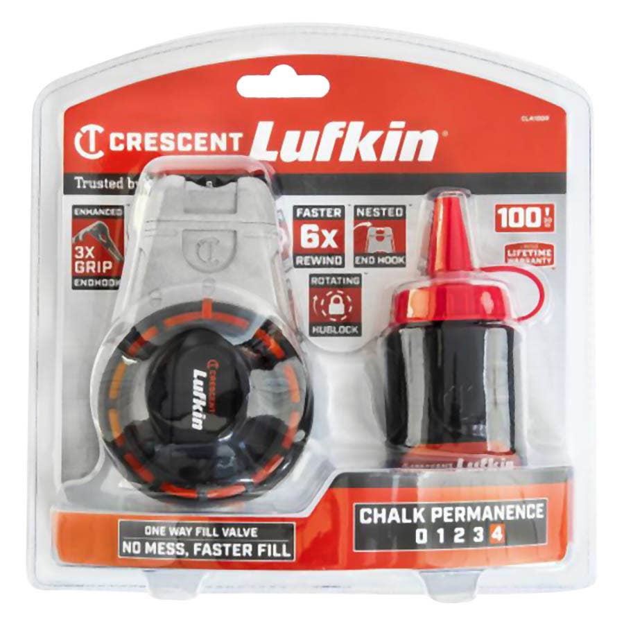 Crescent Lufkin Professional Aluminum Chalk Reel with 3 oz Red Chalk