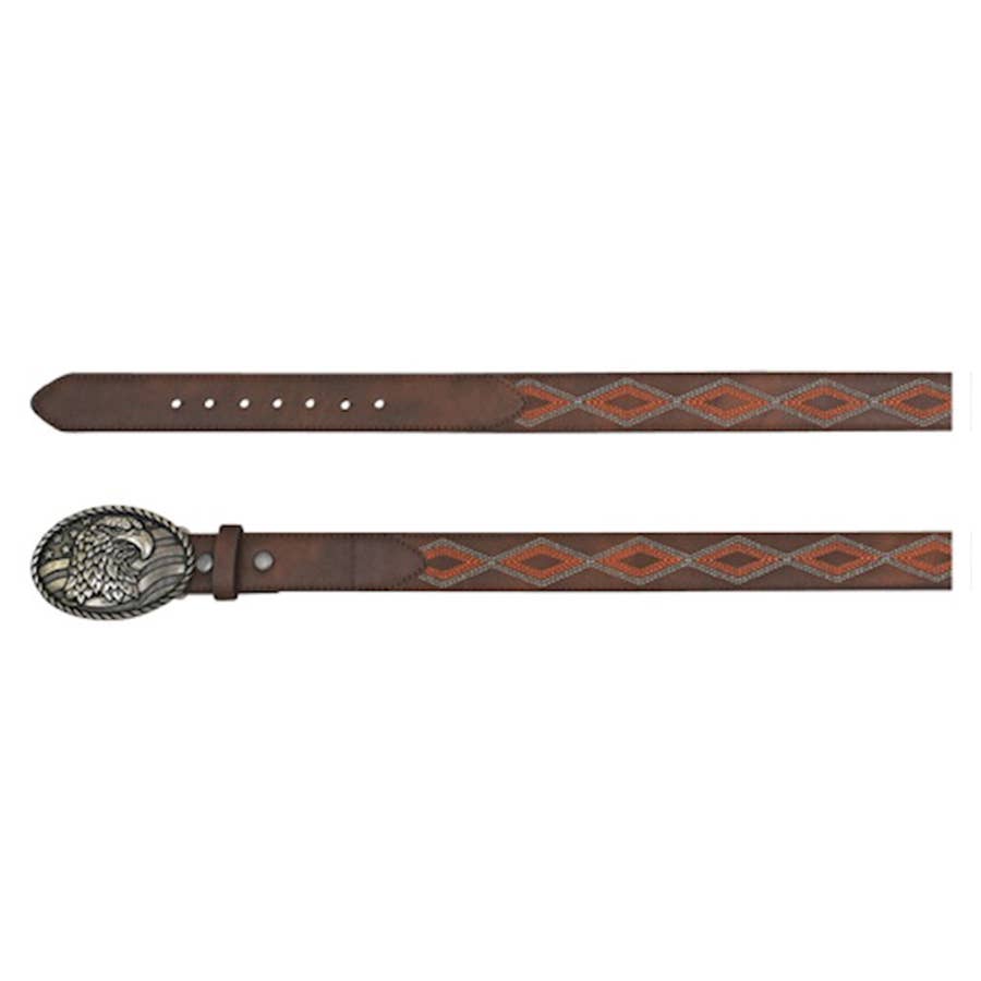 Arena Ace Boy's Diamond Stitch Pattern And Eagle Head Buckle Belt
