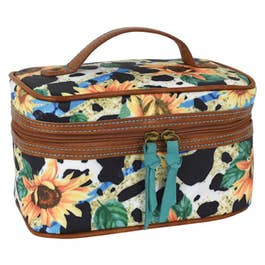 Catchfly Women's Custom Sunflower With Cow Print Pattern Train Case