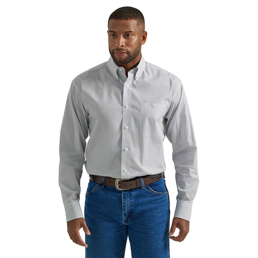 Wrangler Men's Long Sleeve One Pocket George Strait Print Shirt