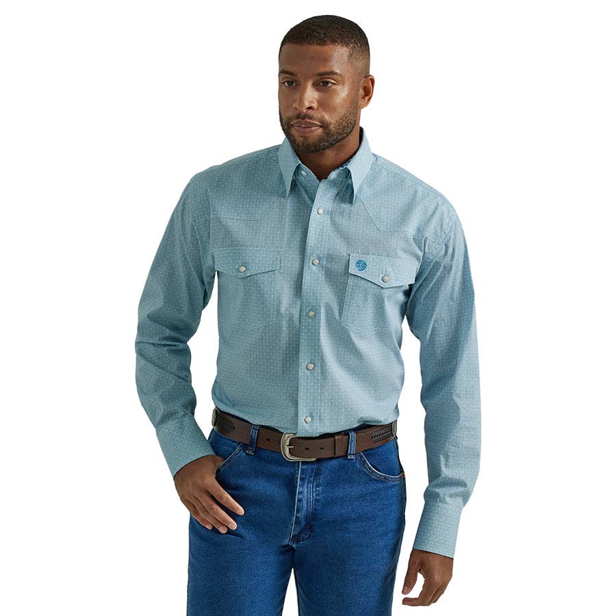 Wrangler Men's Long Sleeve Troubadour George Strait Print Shirt