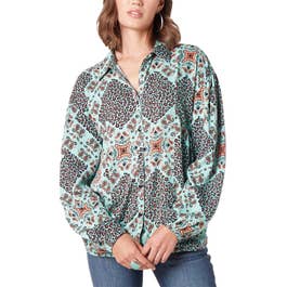 Wrangler Women's Long Sleeve Retro Button Up Blouse