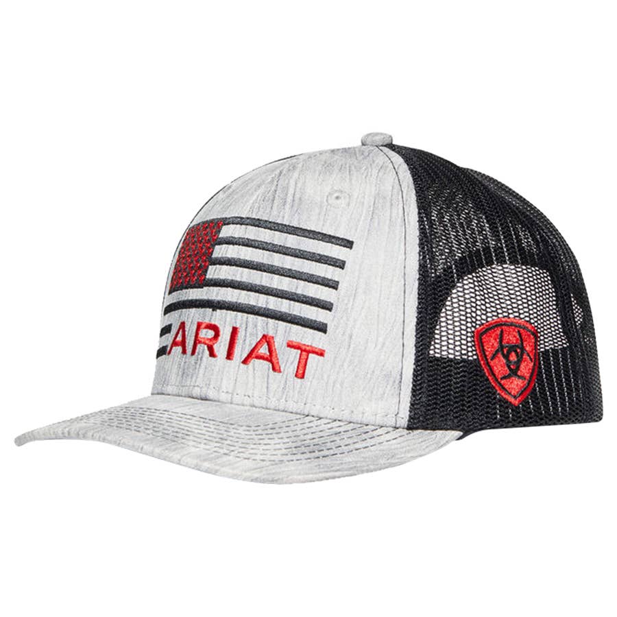 Ariat Men's Ariat Embroidered Flag Mesh Snap Back Cap