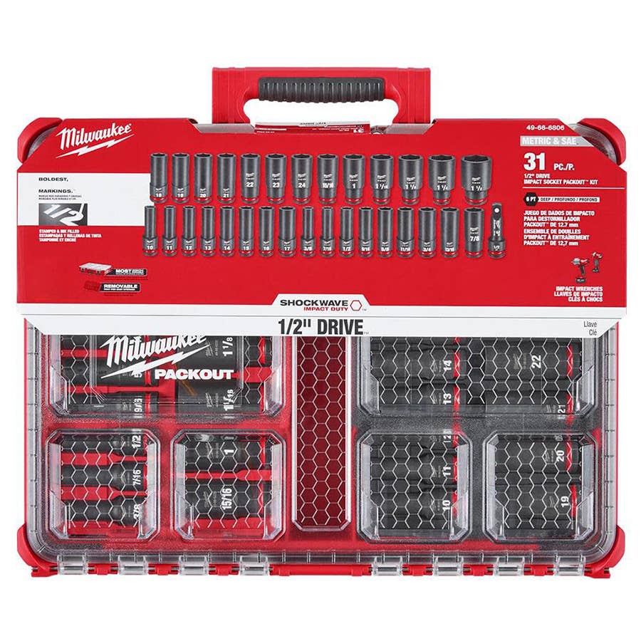 Milwaukee SAE/Metric SHOCKWAVE IMPACT DUTY Socket Drive 31 pcs PACKOUT Set