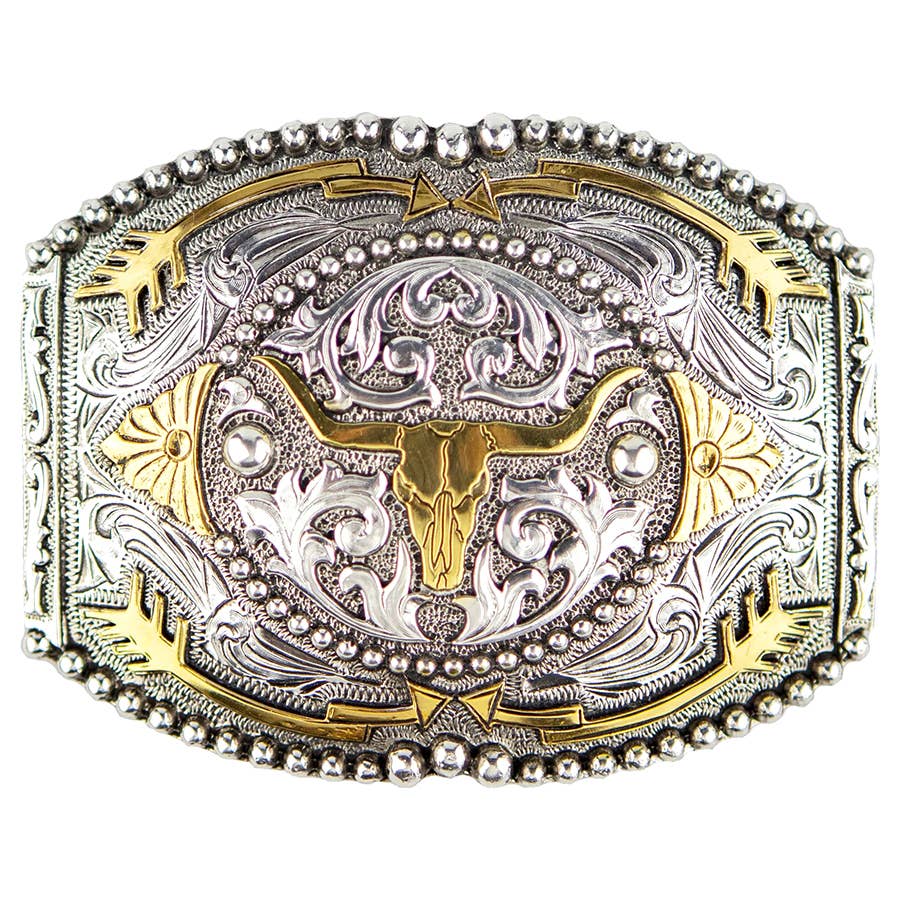 AndWest Men's Longhorn with Arrows Buckle
