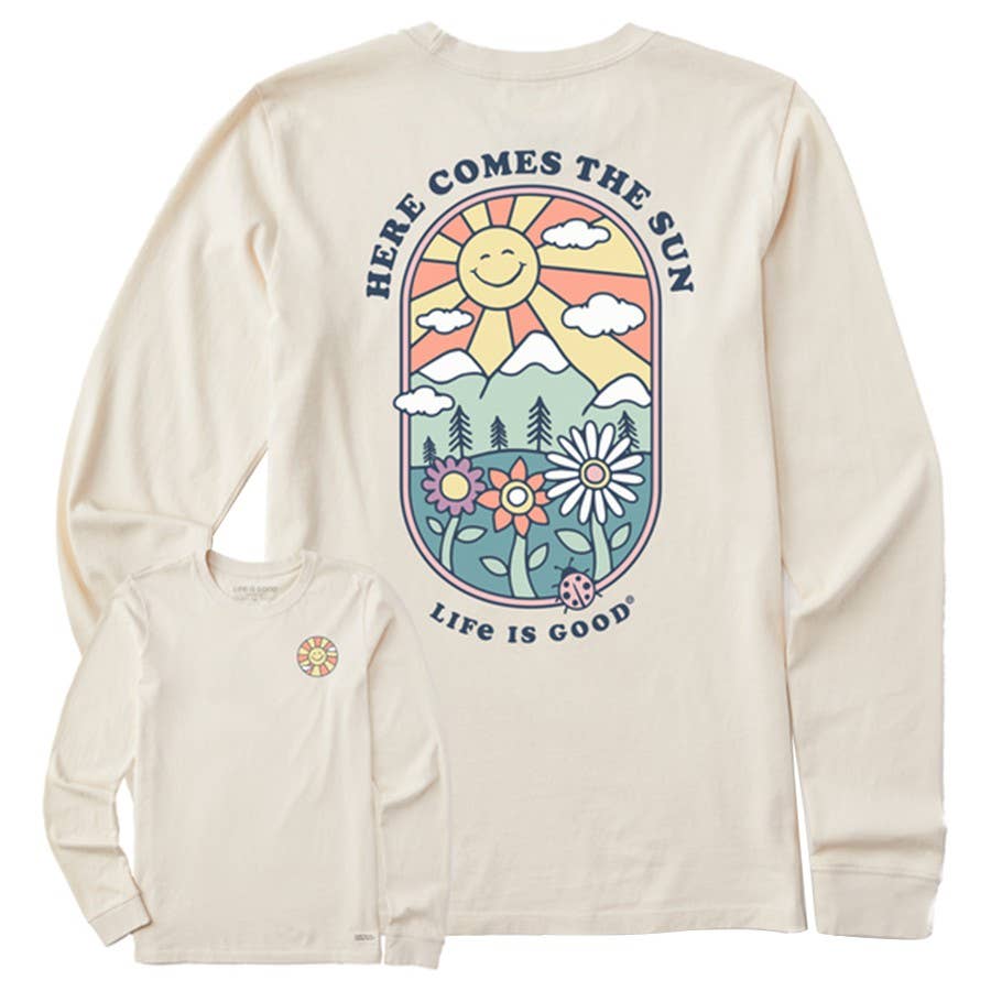 Life is Good Women's Long Sleeve Her Comes The Sun Retro Crusher ...