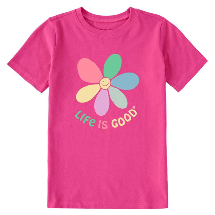 Life is Good Girl's Short Sleeve Happy Daisy Crusher Graphic T-Shirt