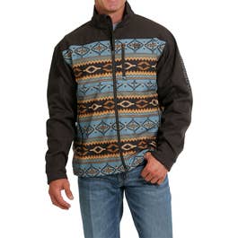 Cinch Men's Bonded Color Block Full Zip Aztec Print Jacket