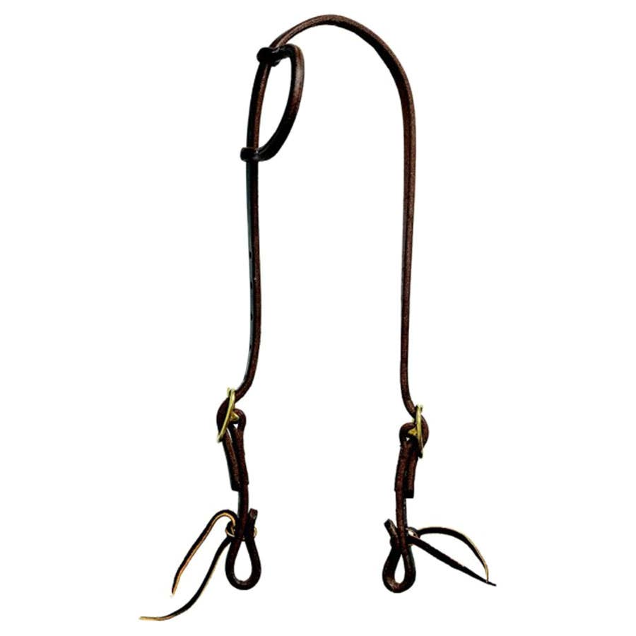 Mustang Oiled Harness Leather Slip Ear Headstall w/Tie Ends
