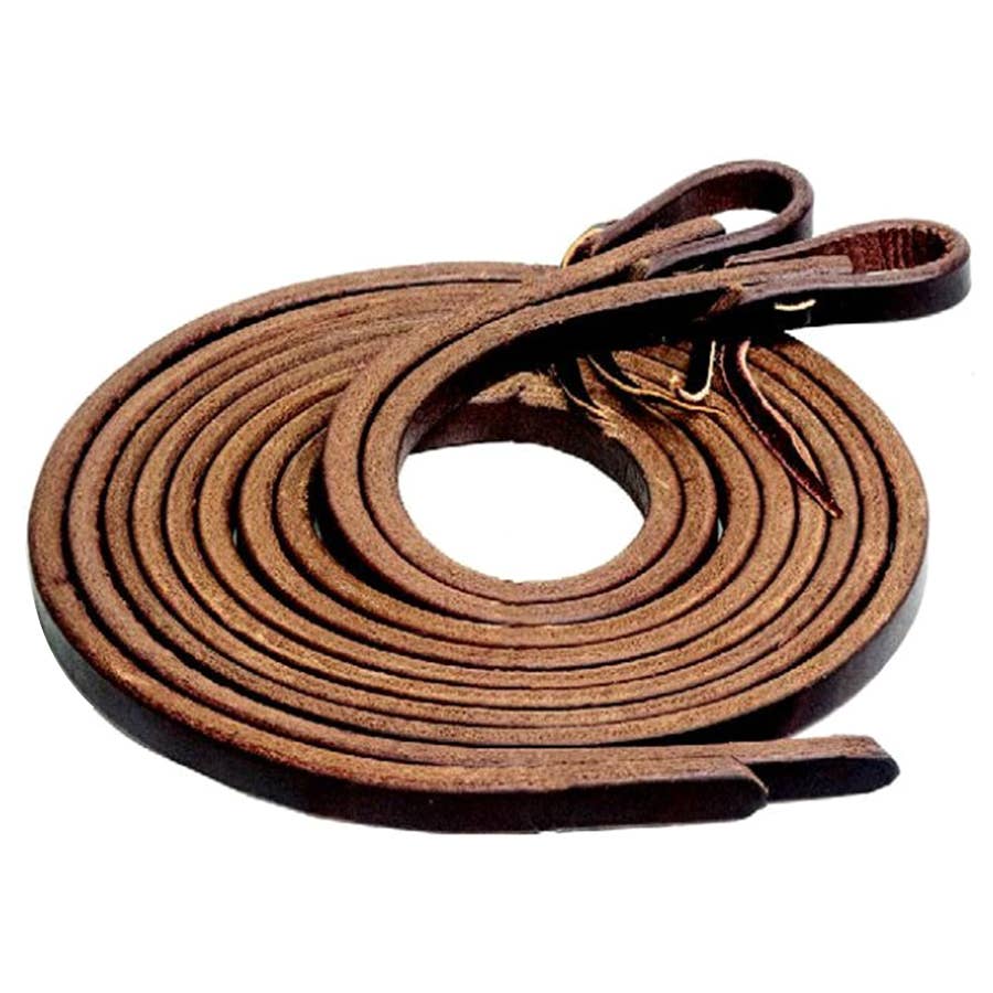 Mustang Oiled Harness Leather Split Rein w/Weighted Ends