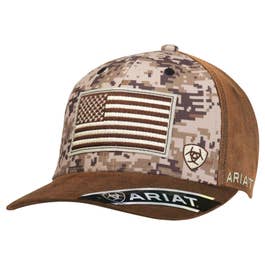 Ariat Men's U.S.A Flag Patch Camo Print Fabric Snap Back Cap