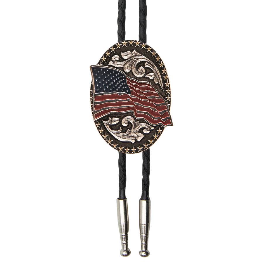 AndWest Men's American Flag Bolo Tie