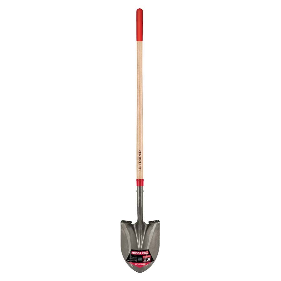 Truper PRL-E Long Handle Round Point Shovel w/Wood Handle w/Grip
