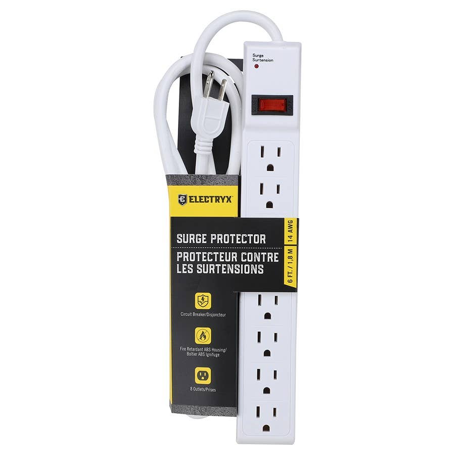 Electryx 8-Outlets Surge Protector Strip with Cord