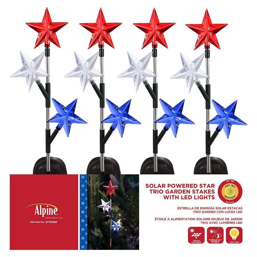 Alpine Solar Patriotic Red Clear/Blue Topper Stake