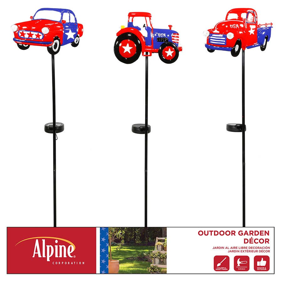 Alpine Solar Patriotic Car LED Stake