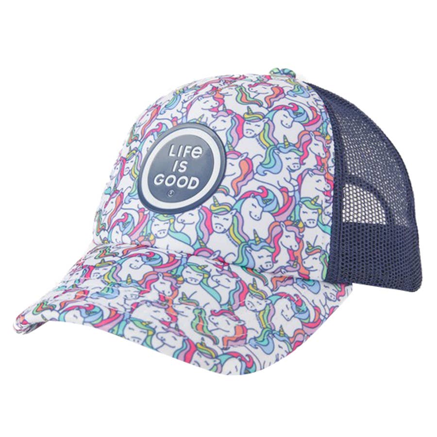 Life is Good Girl's Unicorn Friends Pattern Trucker Cap