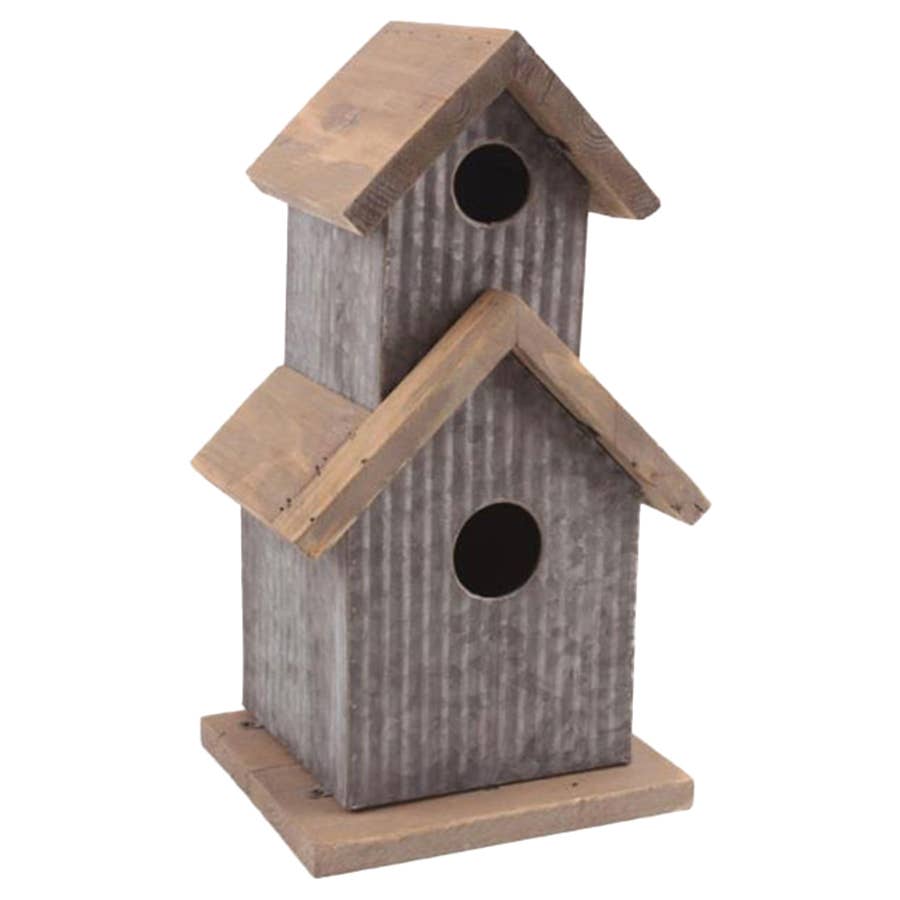 Backyard Expressions 2-Tier Wood/Metal Birdhouse