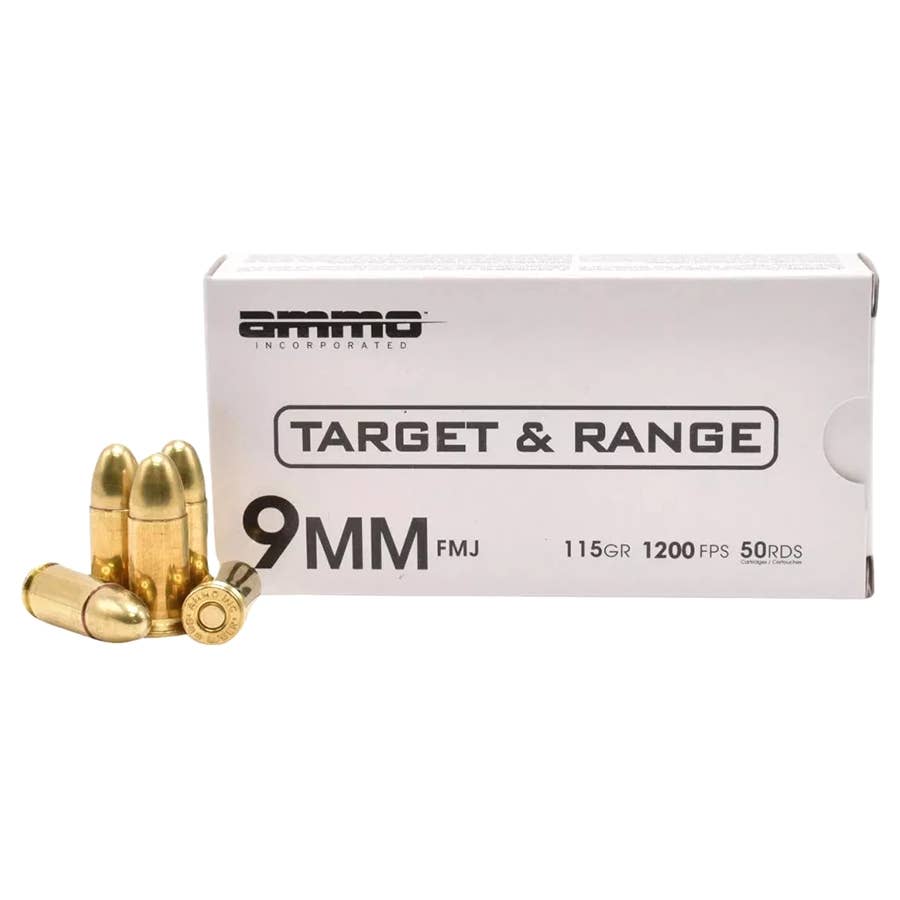 Ammo, Inc. Full Metal Jacket 9mm Luger Target and Range Pistol Ammunition