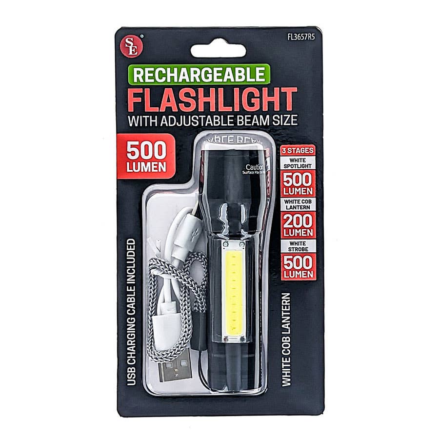 Flashlight w/USB Cord - 500 lm - 3.75"