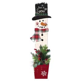 Backyard Expressions Snowman Porch Planter