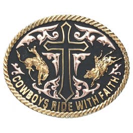 AndWest Men's Cowboys Ride with Faith Buckle