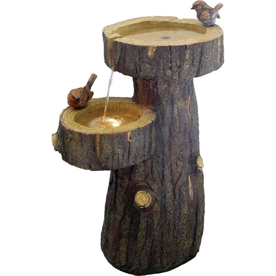 Backyard Expressions Multi Level Tree Stump Fountains w/Birds