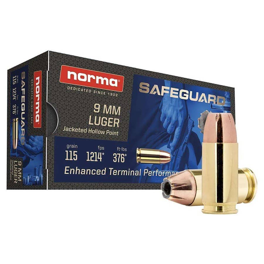 Norma Safeguard 9mm Luger Jacketed Hollow Point Handgun Ammunition