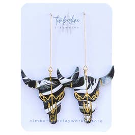 Timberline Clayworks Women's Steer Head Dangle Earrings
