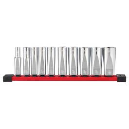 Milwaukee 3/8" Drive SAE 6 Point Deep Well Sockets Set - 10 pcs