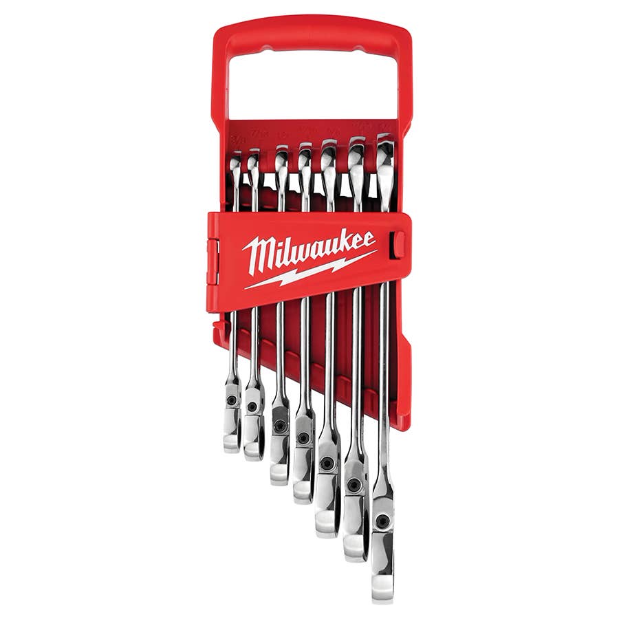 Milwaukee SAE Flex Head Ratcheting Combination Wrench Set - 7 pcs