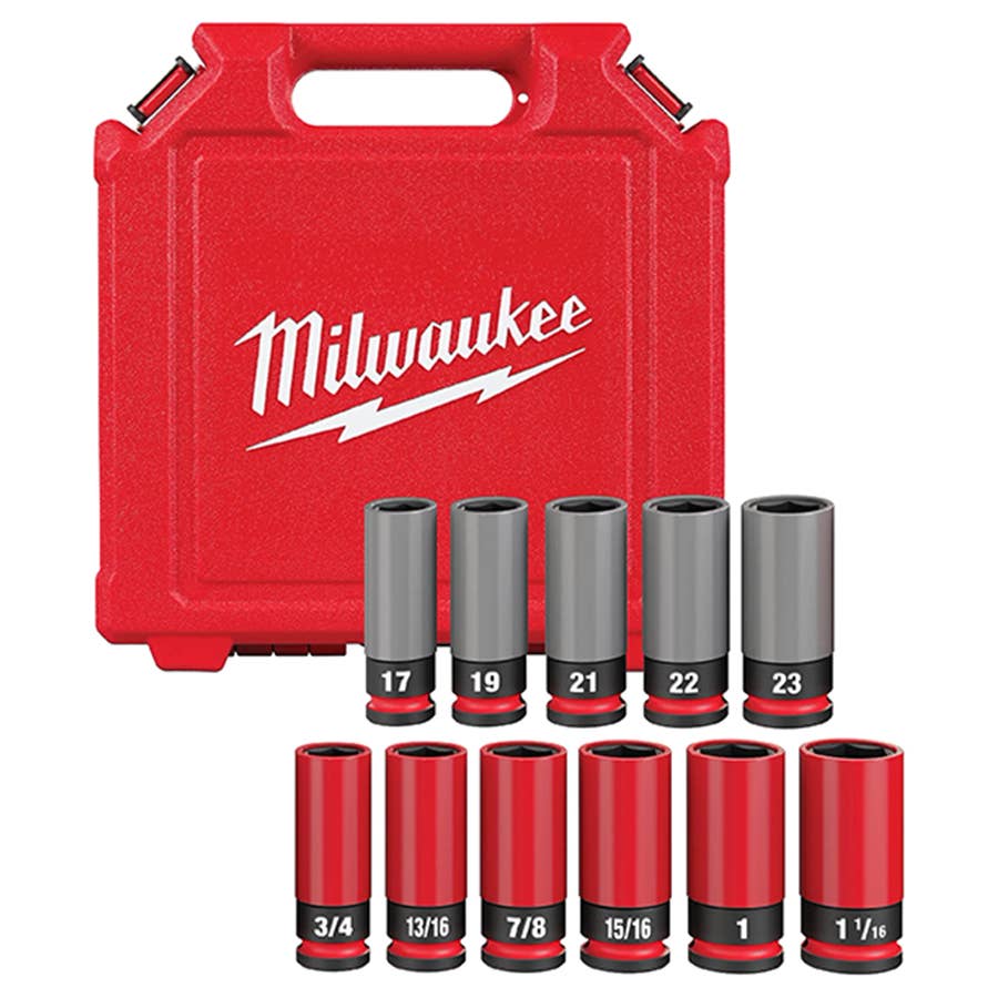 Milwaukee Impact Duty 1/2" Drive SAE & Metric Lug Socket Set - 11 pcs