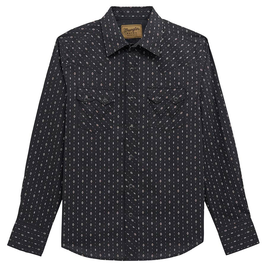 Wrangler Men's Retro Aztec Diamond Print Long Sleeve Shirt