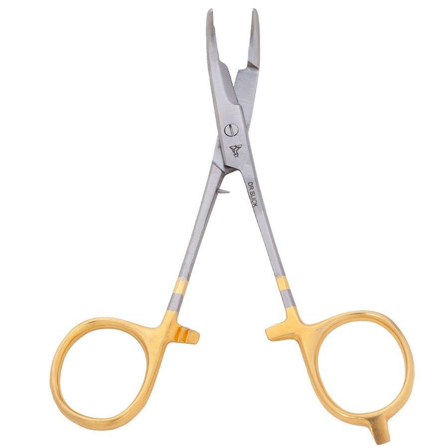 Dr. Slick Co. Scissor 5 1/2"" Curved Tip Scissor Clamps - Gold Loop