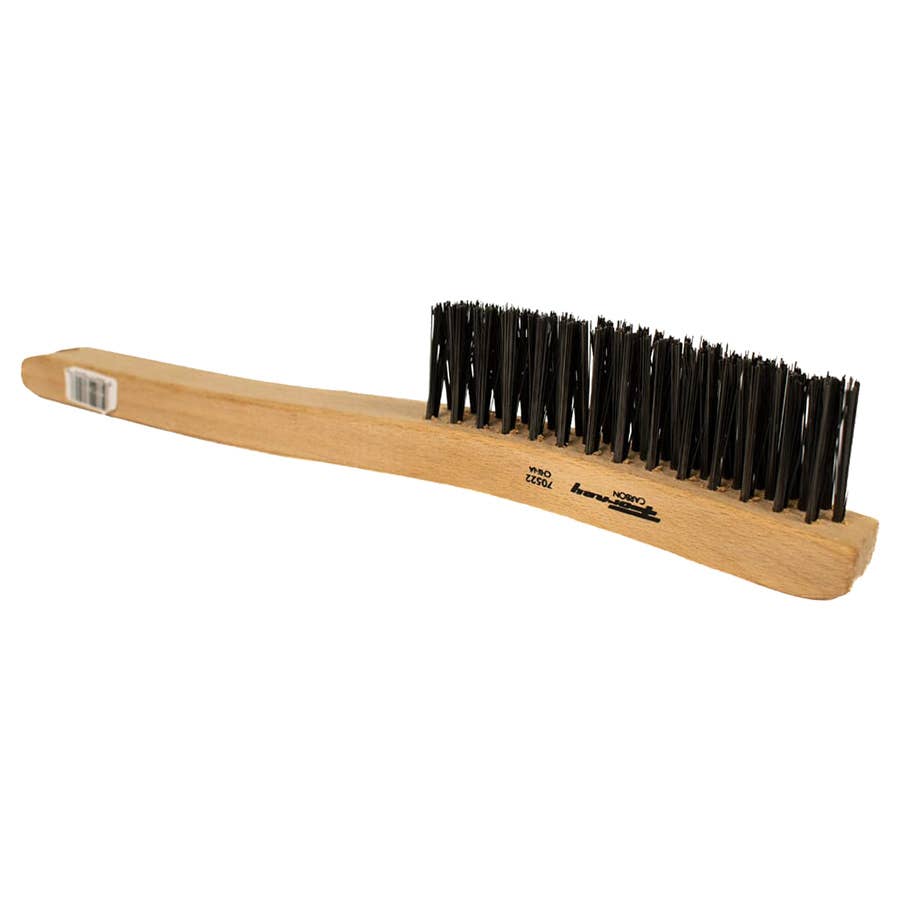 Forney V-Groove Carbon Curved Wood Handle Scratch Brush