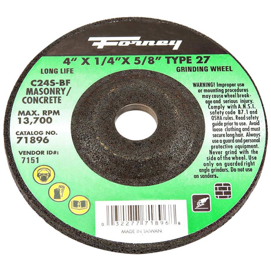 Forney 71896 Masonry Type Grinding Cut-Off Wheel - 4""