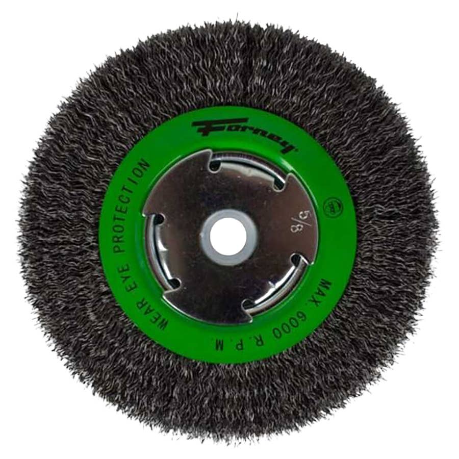 Forney Crimped 1/2'' - 5/8'' Arbor Wire Wheel Brush - 0.014"" - 6""