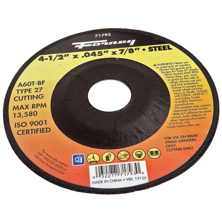 Forney Metal Type 27 Cut-Off Wheel - 4 1/2""