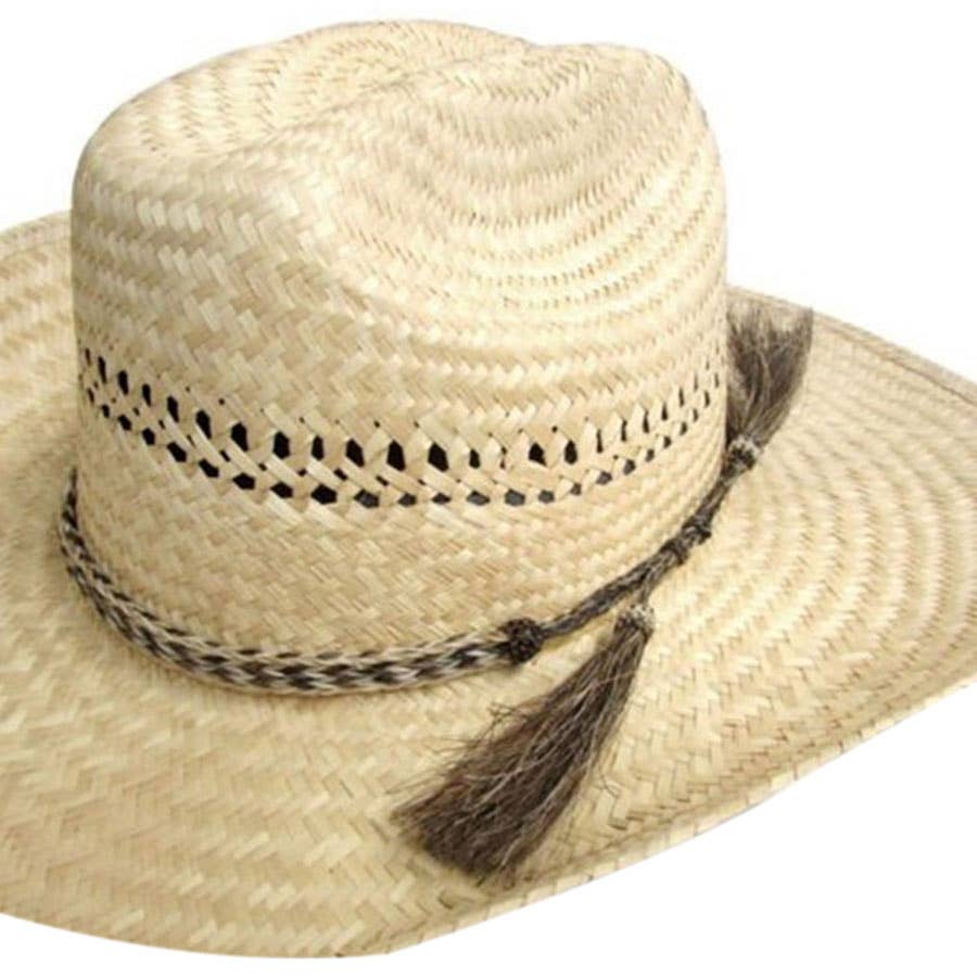 M & F Western Horse Hair Tassels Hatband - Braided Tan