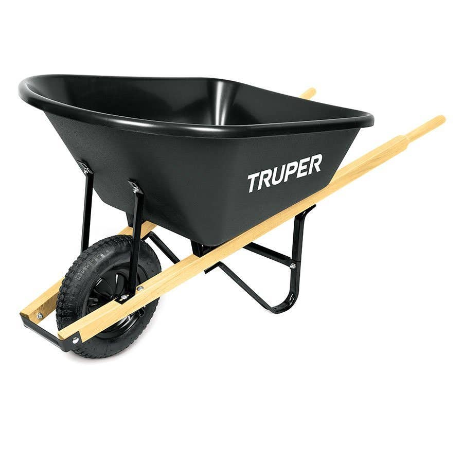 Truper Tru Tough 6 cu. Ft. Poly Tray Landscaper Wheelbarrow