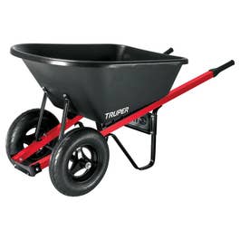 Truper Tru Tough 6 cu. Ft. Poly Tray Landscaper Wheelbarrow - Steel Handles