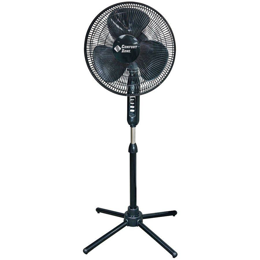 Comfort Zone 16 "" Oscillating Stand Fan - Black