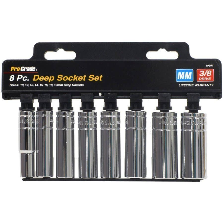 Pro-Grade 8 Pc. 3/8"" Drive Metric Socket Set W/ Rail