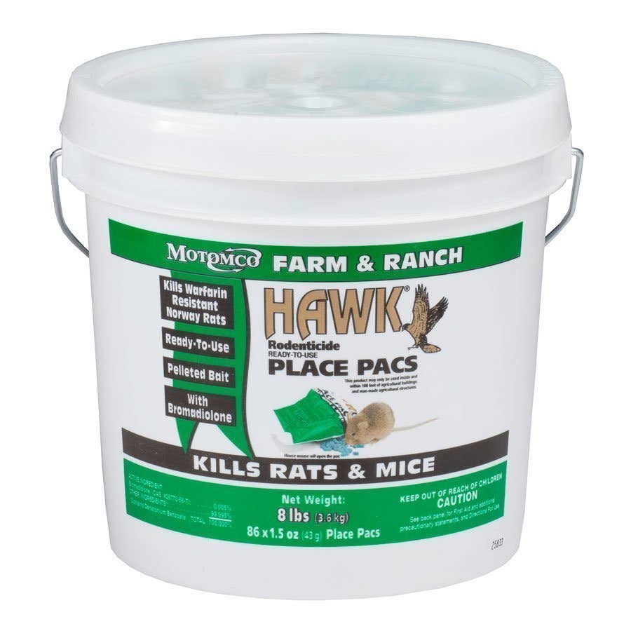 Motomco Hawk Rodent Bait Pac - 1.5 Oz. - 86 Ct. Pail
