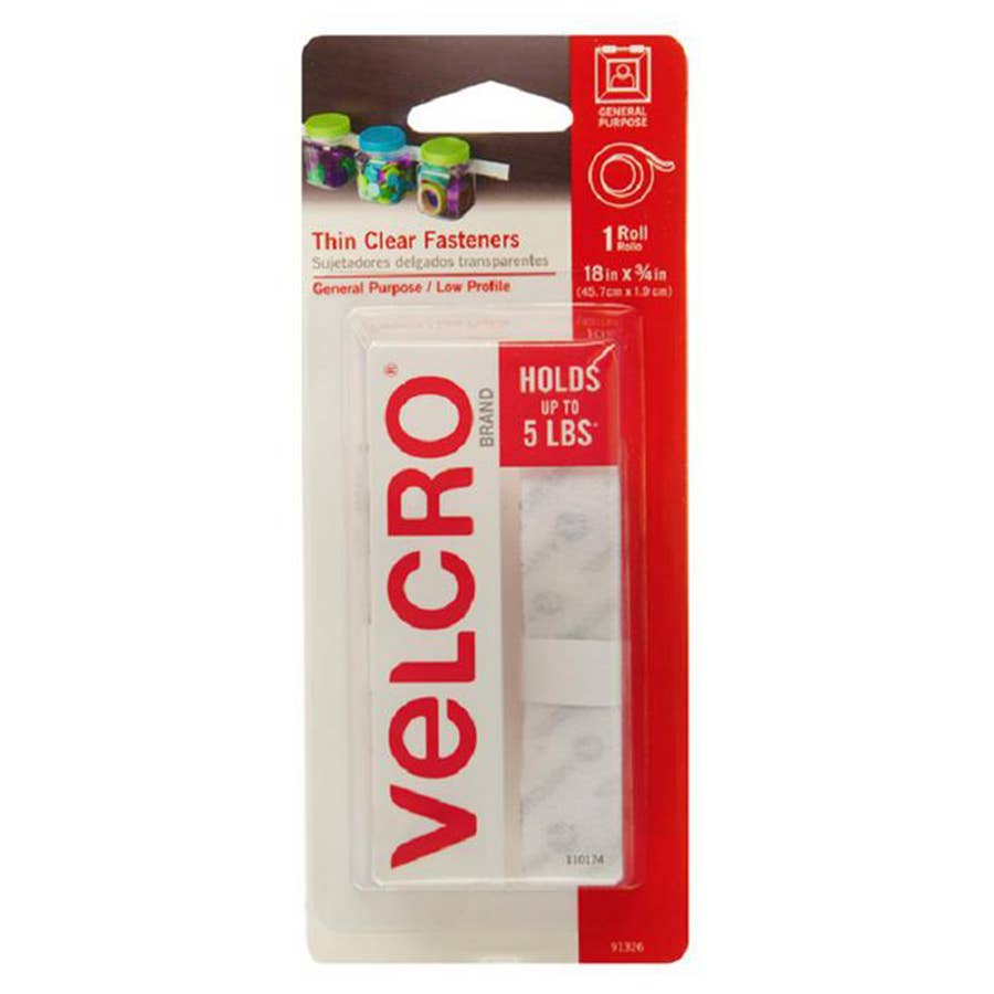 VELCRO® Brand Sticky Back Fasteners - Tape - Clear - 18" x 3/4"