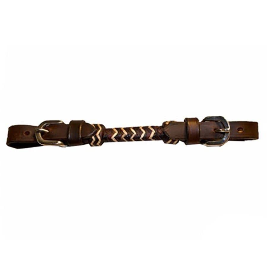 Buffalo Leather of the Rockies Rounded Curb Strap with Chocolate Rawhide