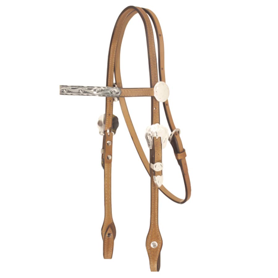 Alamo Saddlery Silver Bars and Buckles Pony Headstall