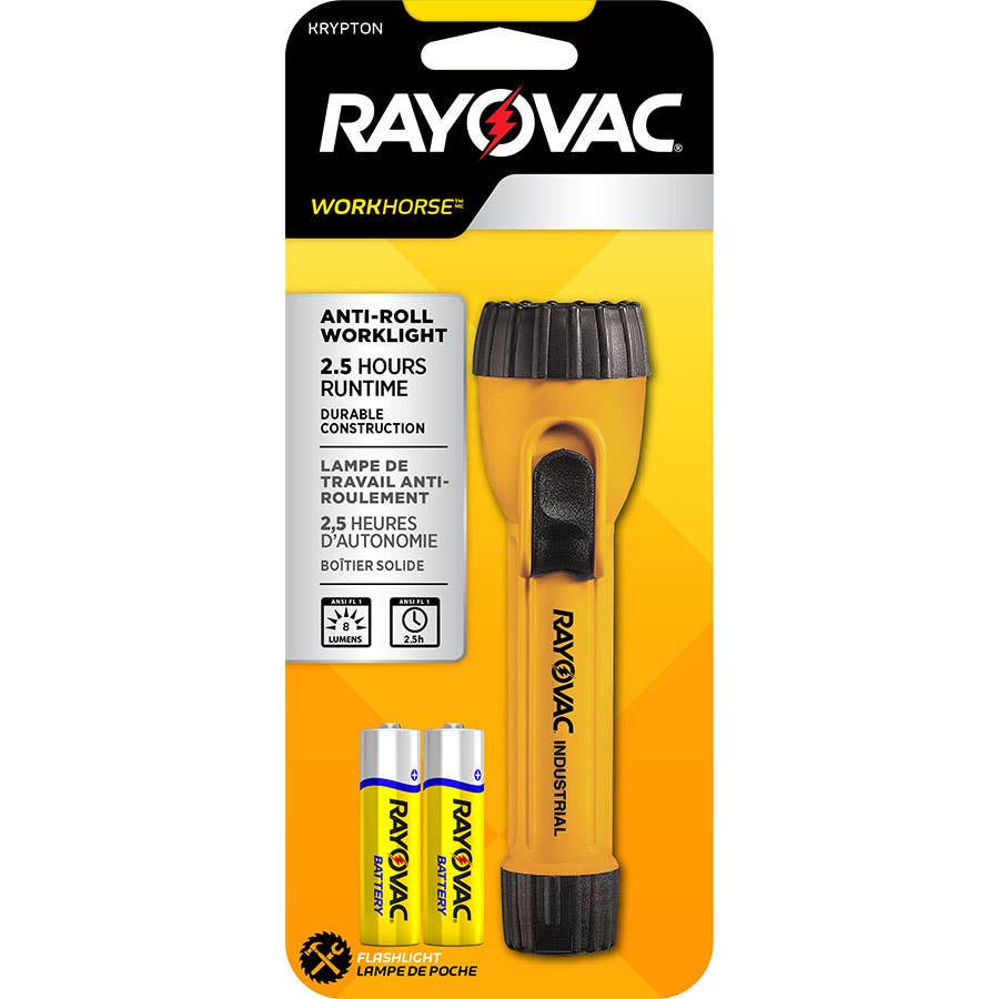 Rayovac Workhorse 2AA Krypton Anti-Roll Worklight
