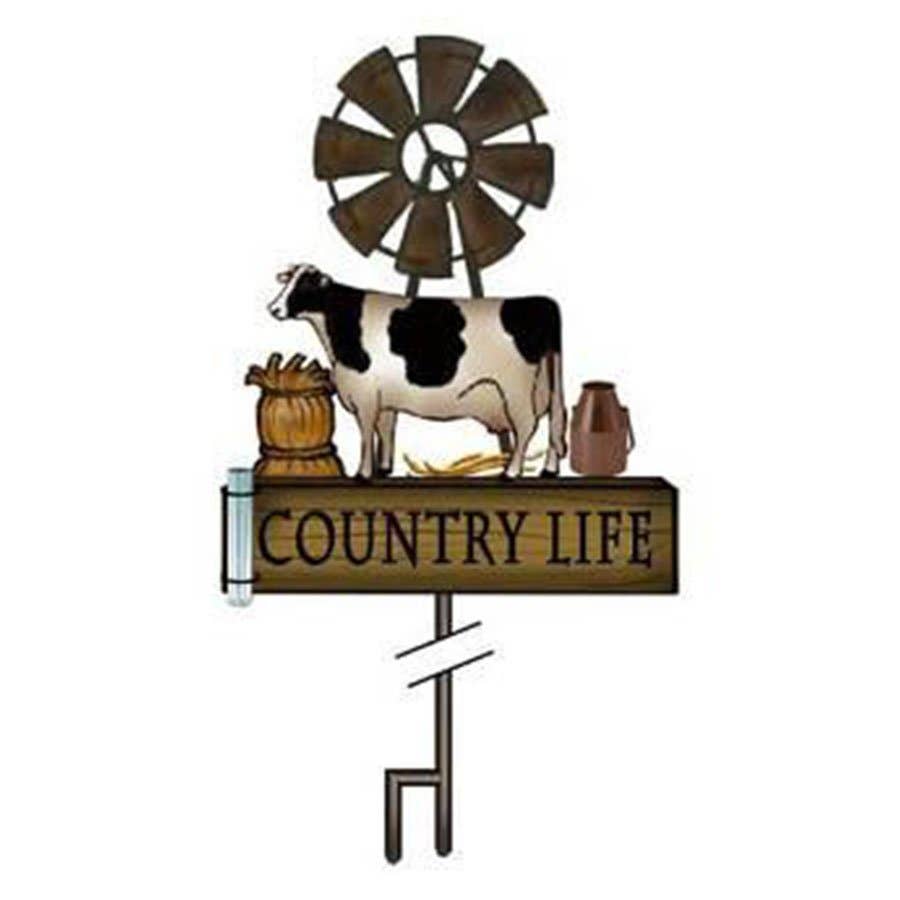 DDI Inc. Backyard Expressions Cow and Windmill Rain Gauge